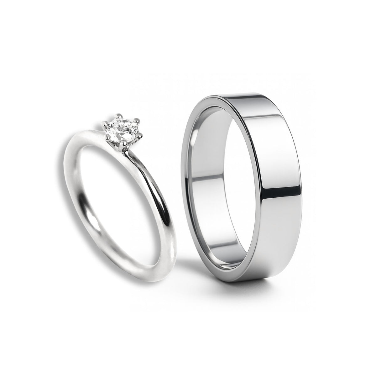 Engagement Rings Set | Julie diamond ring 0.25 ct + 7 mm silver ring – Mila Silver
