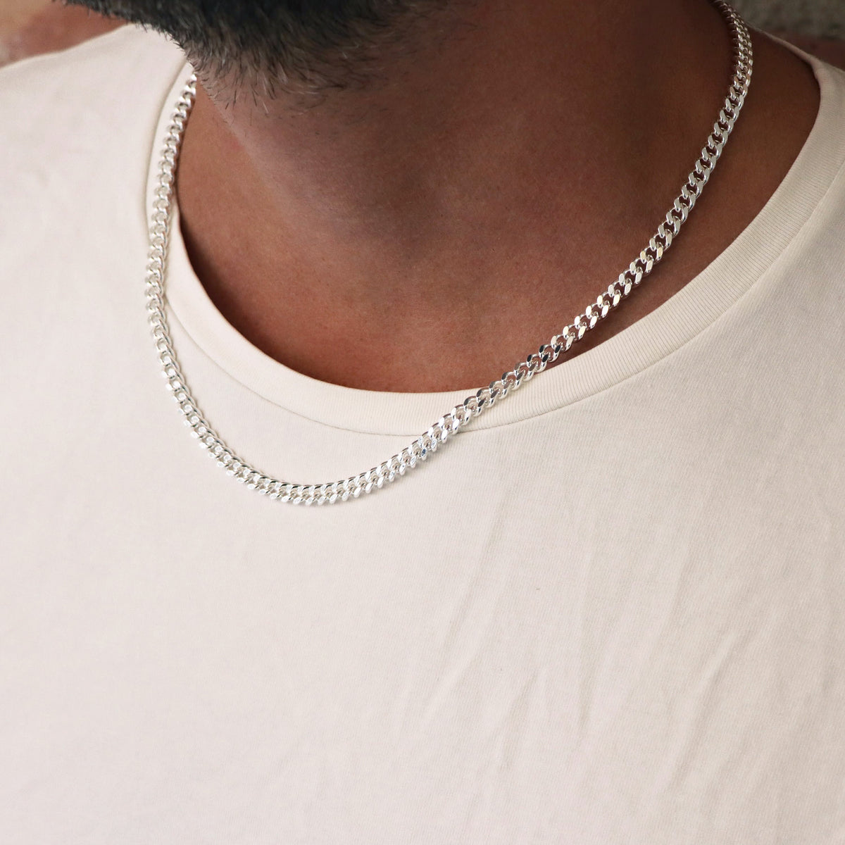 Mila Man Halsband Herr, Pansarkedja 5 mm, 925 silver – Mila Silver